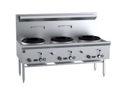 B+S K+ UFWWK-3 Gas Three Hole Waterless Wok Table