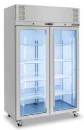 Pearl - Two Door Stainless Steel Upright Display Refrigerator HP2GS